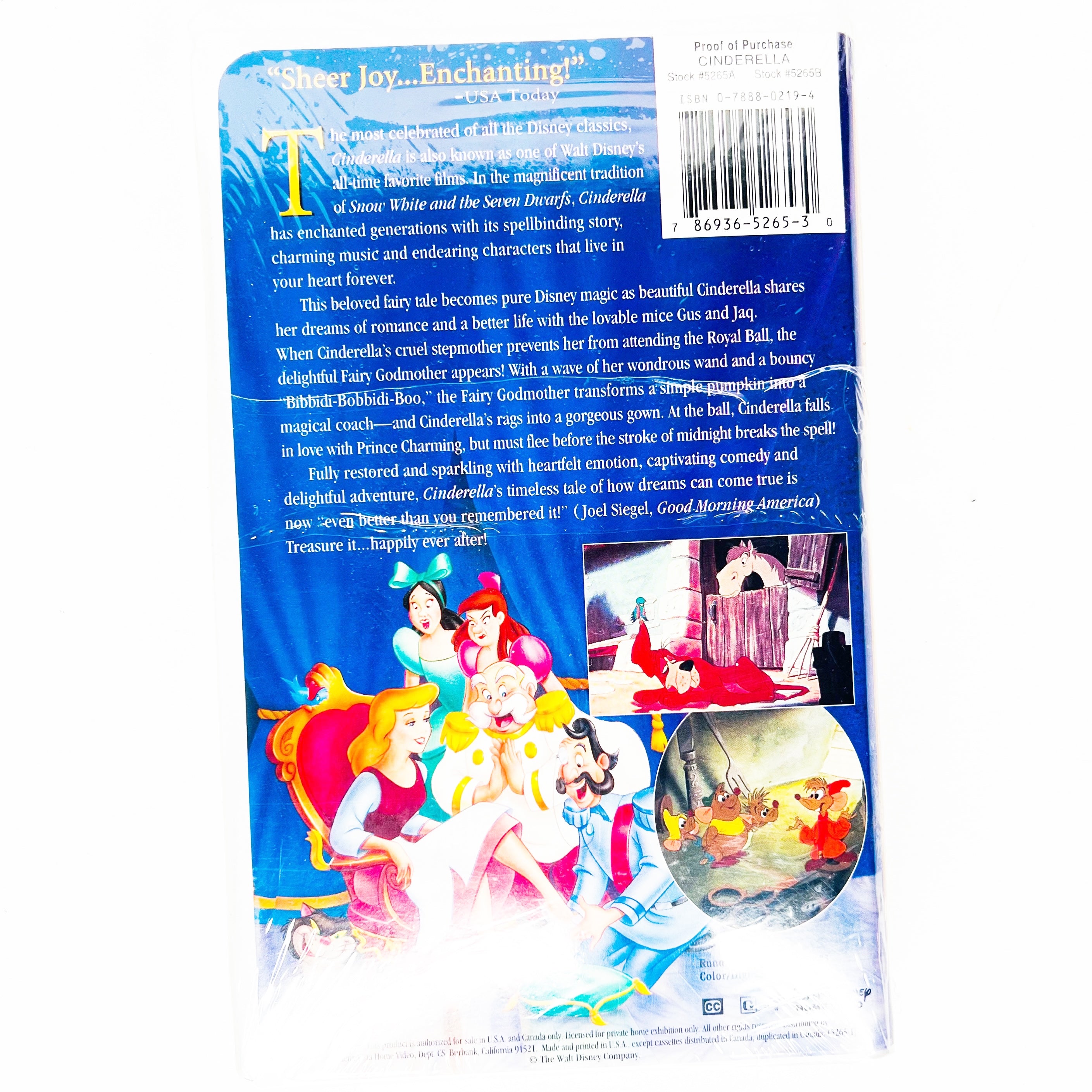 Walt Disney Cinderella VHS #5265 Clamshell Masterpiece Collection – The ...