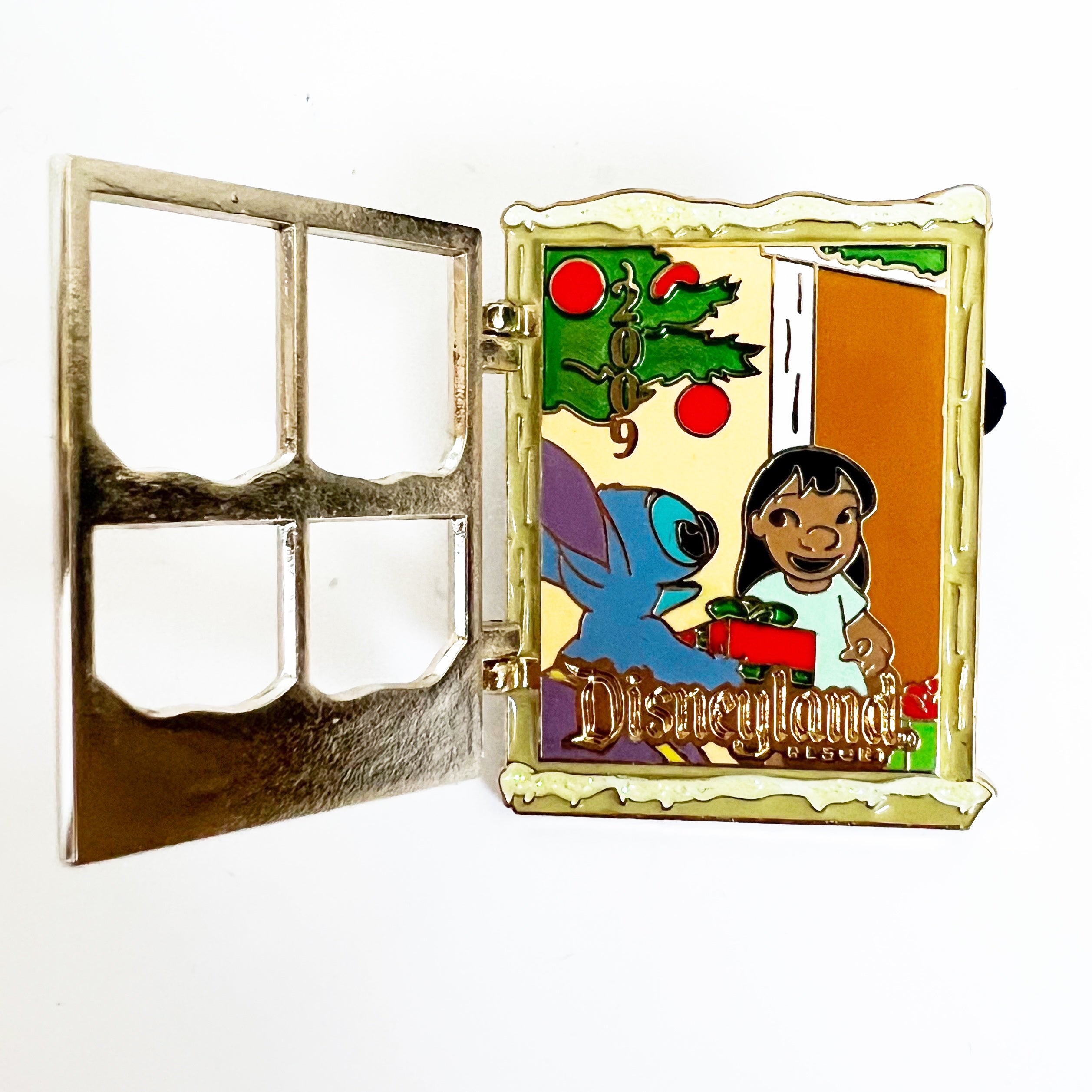 Disney Lilo & Stitch Happy Holidays 2009 Frosted Windows Hinge LE 2000 ...