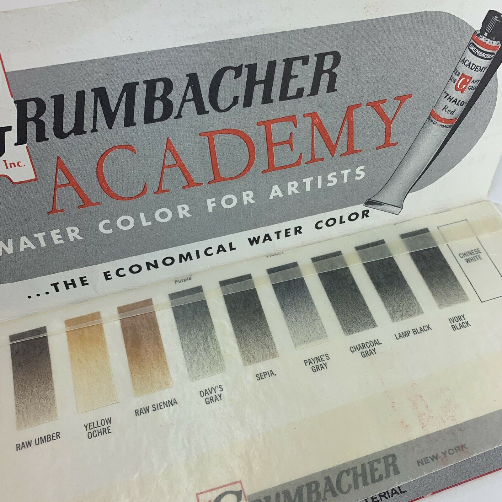 Vintage Grumbacher Academy Artist Water Color Chart Fold Out Brochure ...