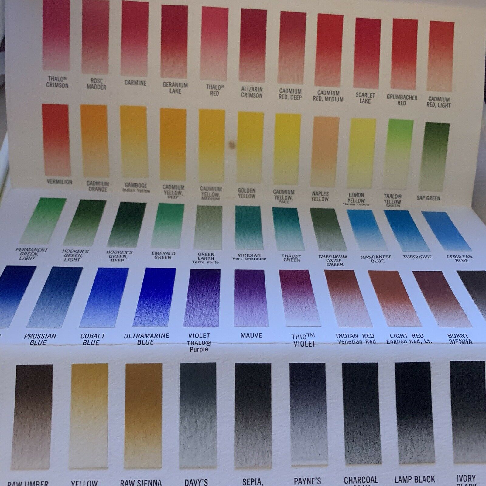 Vintage Grumbacher Academy Artist Water Color Chart Fold Out Brochure ...