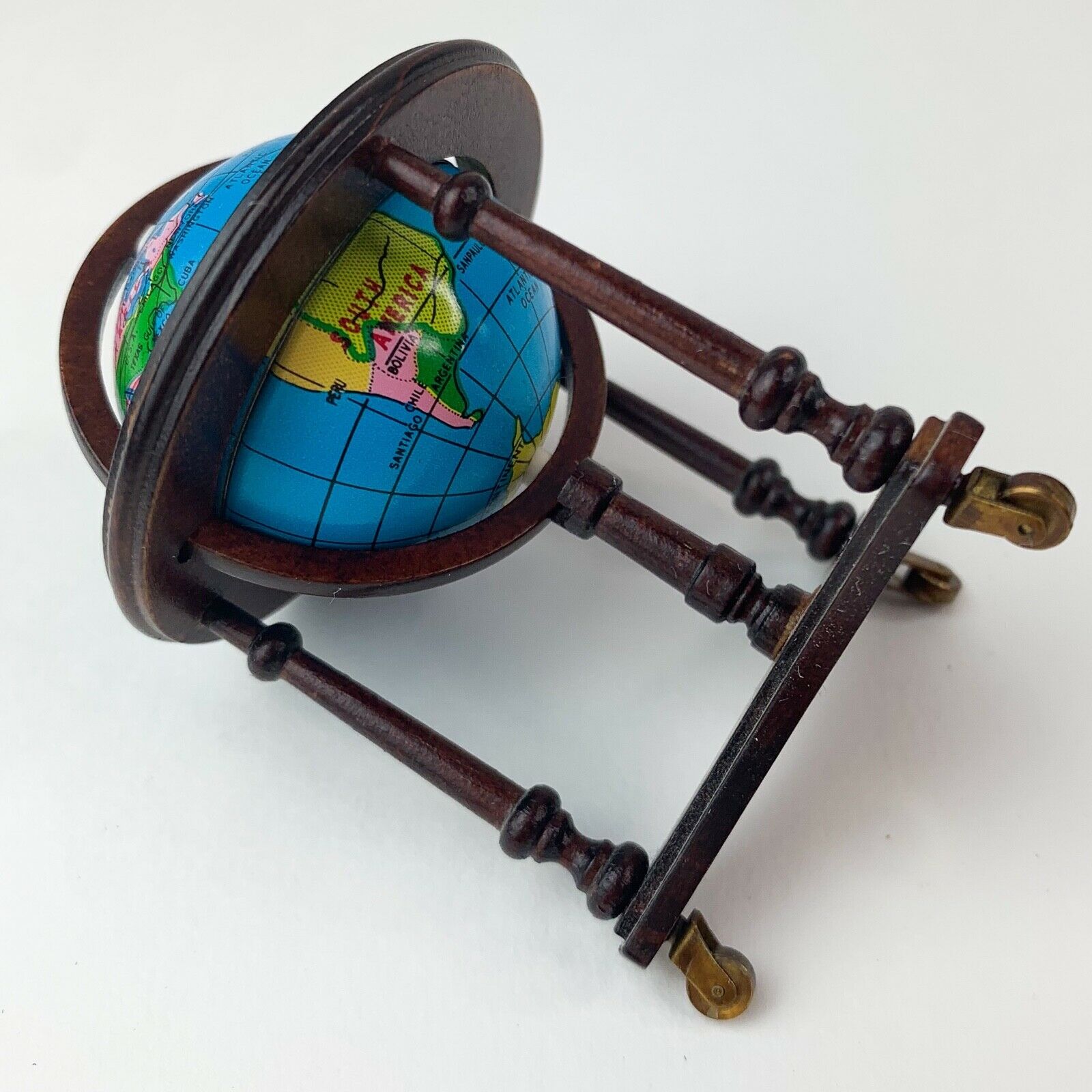 Dollhouse Miniature Globe on Spinning Wheels Tiny Doll House Decoratio ...