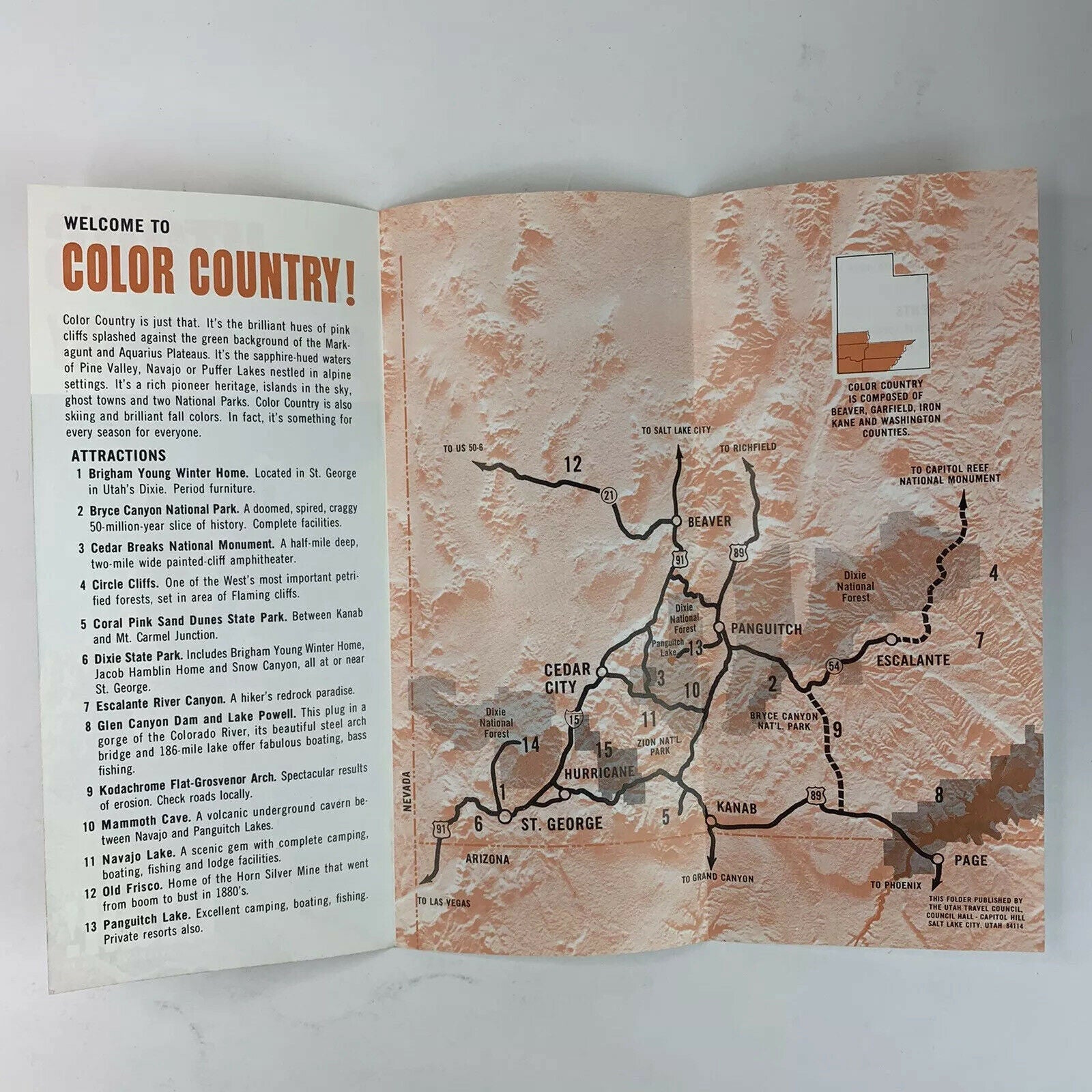 Utah's Color Country Brochure Tourist Map Attraction Brochure – The ...